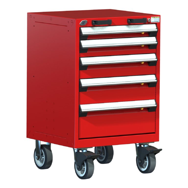 Heavy-Duty Mobile Cabinet (24"W x 21"D x 37 1/2"H), 5 Drawers with ...