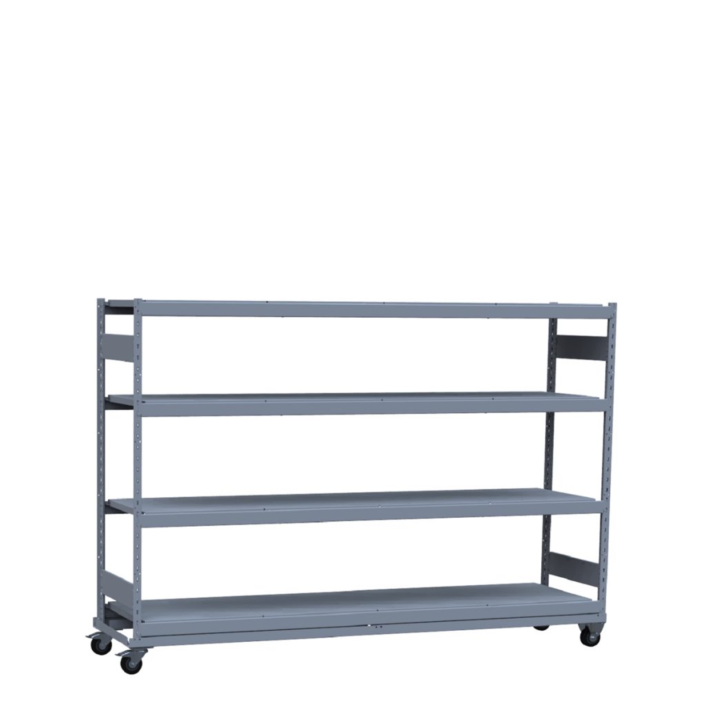 Mobile Shelving,99 1/8W x 24D x 68 1/4H 4-Shelf Unit With Wire Decking ...