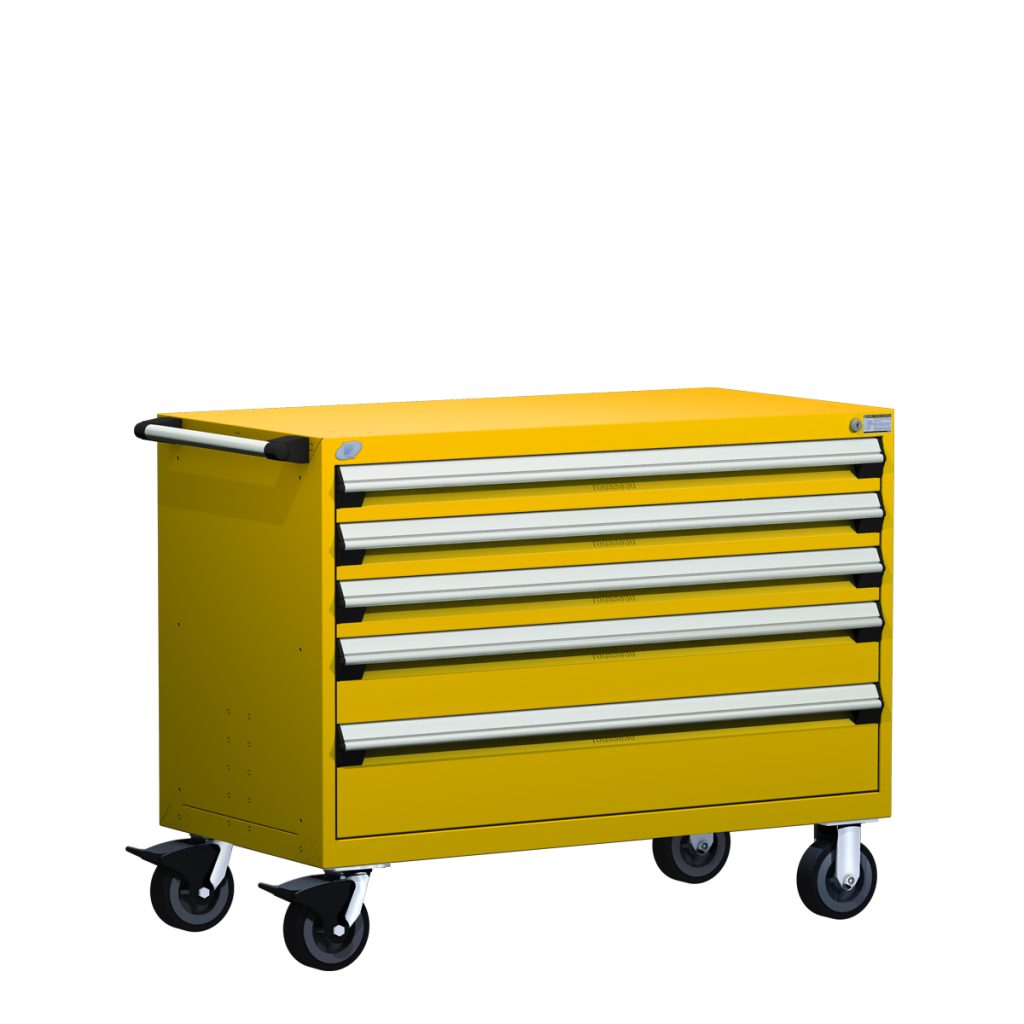 Heavy-Duty Mobile Cabinet (48"W x 24"D x 37 1/2"H), 5 Drawers with ...